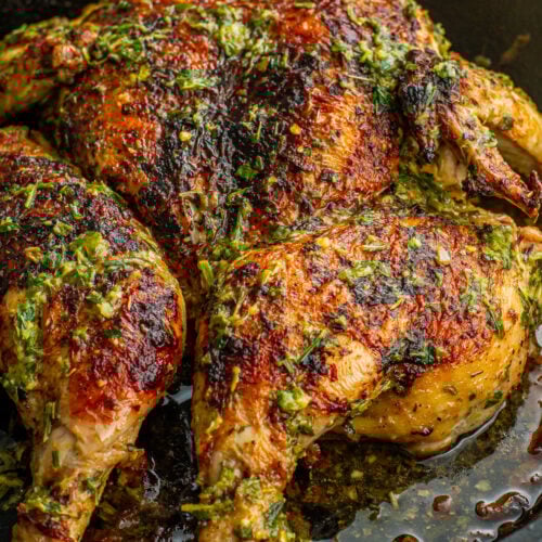 Oven Roasted Rosemary Garlic Brick Chicken | Meiko and The Dish